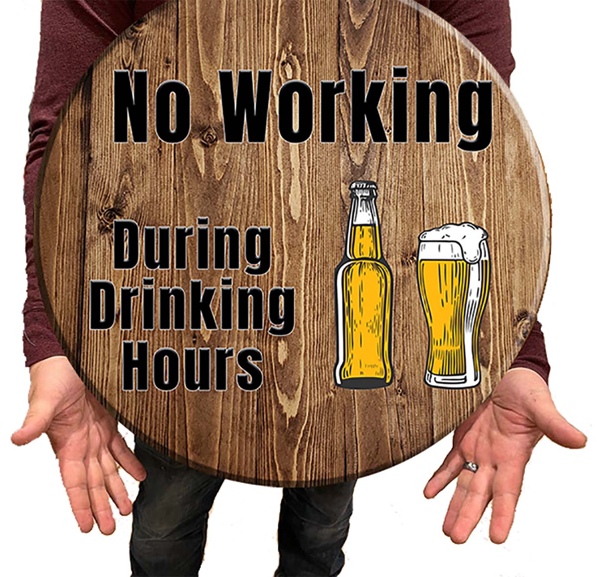 Bar Sign No Working During Drinking Hours Pub Sign 18 Inch Bar Man Cave ...